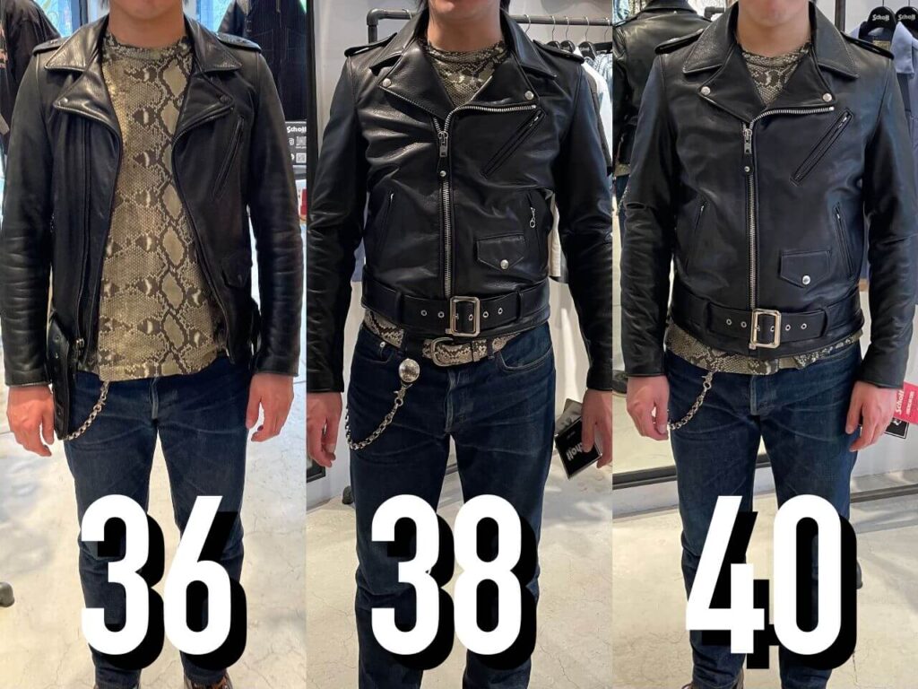 Schottライダースのサイズ選びは肩幅・胸囲・身幅を基準に！試着画像とサイズ表で解説！【ONESTAR TALL】 - スケオのアメカジ紹介ブログ